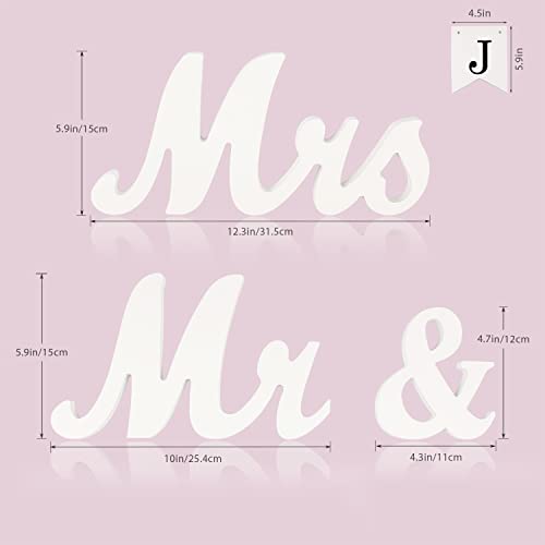 Nine to Nine Wedding Decorations Set, Large Mr and Mrs Sign & Just Married Banner, Mr & Mrs Signs for Wedding Table, Wooden Letters Wedding Decor, Wedding Decorations for Reception, Ceremony and Anniversary Party Valentine's Day Decor, White