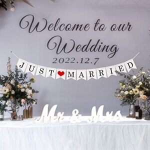 Nine to Nine Wedding Decorations Set, Large Mr and Mrs Sign & Just Married Banner, Mr & Mrs Signs for Wedding Table, Wooden Letters Wedding Decor, Wedding Decorations for Reception, Ceremony and Anniversary Party Valentine's Day Decor, White