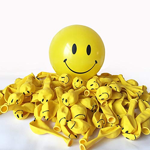 100pcs Smile Face Yellow 6 inch Balloons, 6 inch