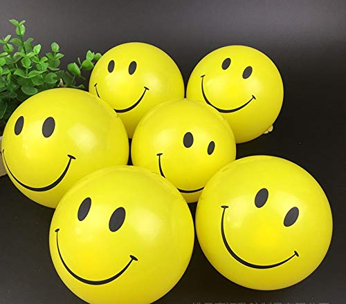 100pcs Smile Face Yellow 6 inch Balloons, 6 inch