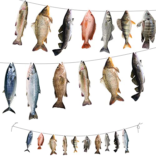 Gone Fishing String Hanging Banner for Birthday Welcome Home Vacation Family Reunion Bass Fishing Competition Freshwater Pond Outdoor Salt Water Tournament Retirement Barbecue Party Decoration (1 Line)