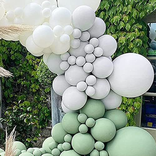 Sugoiti Retro Theme Balloons Garland Arch Kit Retro Green Gray White Colors Latex Balloon 147PCS for Baby&Bridal Shower Birthday Party Wedding Engagement