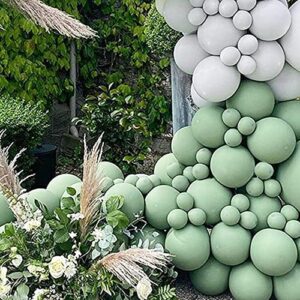 Sugoiti Retro Theme Balloons Garland Arch Kit Retro Green Gray White Colors Latex Balloon 147PCS for Baby&Bridal Shower Birthday Party Wedding Engagement