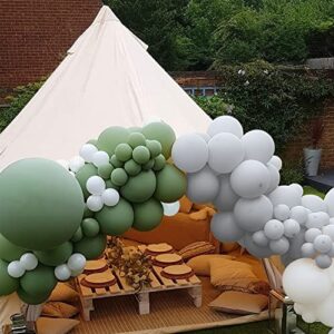 Sugoiti Retro Theme Balloons Garland Arch Kit Retro Green Gray White Colors Latex Balloon 147PCS for Baby&Bridal Shower Birthday Party Wedding Engagement