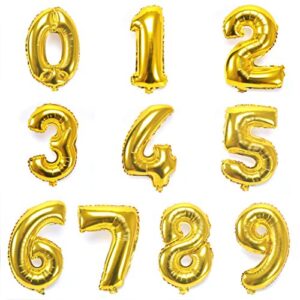 16″ gold 0-9 number balloons foil balloons mylar balloons for party decorations party supplies