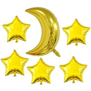 gold moon shaped foil mylar balloons gold star shape foil mylar balloons pentagram balloon 36inch 18inch graduation baby shower bridal shower engagement birthday party wedding anniversary decoration