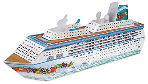 Beistle Three Dimensional Cruise Ship Table Centerpiece – Nautical Decorations – Bon Voyage Ocean Theme Party Supplies, 13.25", Multicolor