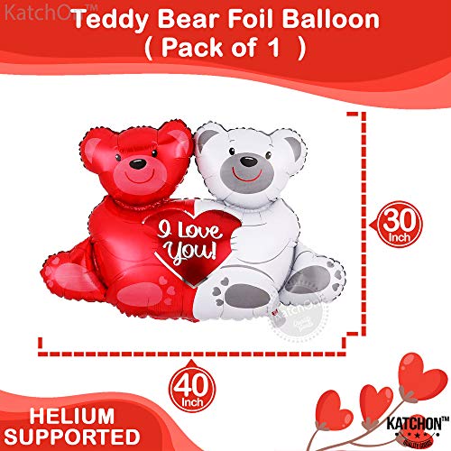 Giant, Teddy Bear Balloons Set - 40 Inch, Pack of 14 | Pack of 1000 Red Rose Petals for Valentines Day Decor | Red Heart Shaped Balloons, I Love You Balloons for Romantic Decorations Special Night