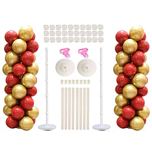 Balloon Columns Kit -2 Sets Balloon Stands For Floor Tower Includding Adjustable 5 Feet Pole Base Birthday Wedding Party Holiday Decorations