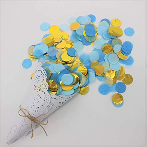 Small Circle Confetti for Party Decor 10mm - Pack of 20 Grams - Blue Gold