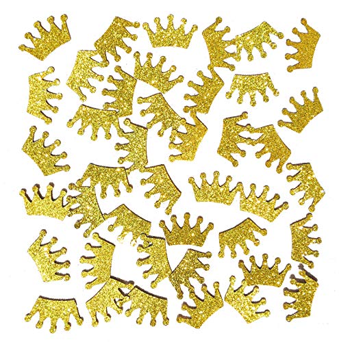 Famoby 100pcs/pack Gold Glittery Prince King Crown Confetti for Baby Shower Party Decorations