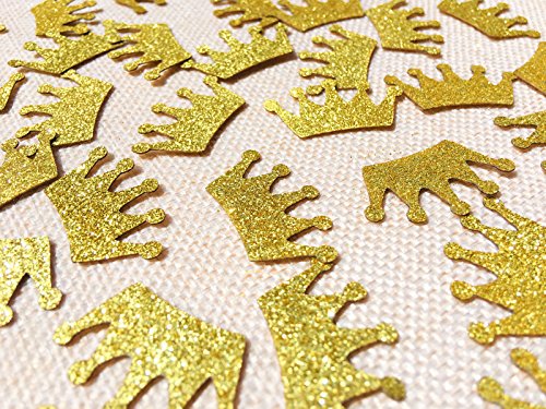 Famoby 100pcs/pack Gold Glittery Prince King Crown Confetti for Baby Shower Party Decorations