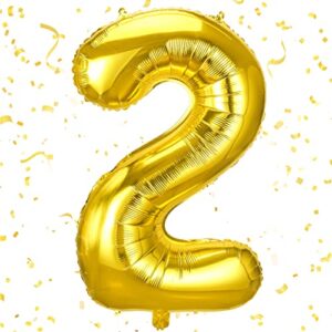 joyypop 40 inch gold number balloons foil large helium number 2 balloon for birthday anniversary graduation party decorations