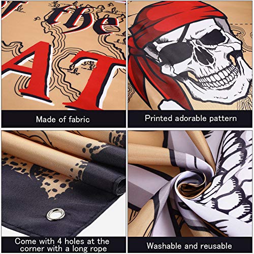 Beware of Pirates Door Banner Pirate Party Decoration Pirate Backdrop Halloween Birthday Party Photo Booth Props Pirate Theme Party Supplies