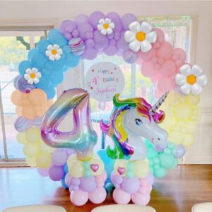 ZFUNBO Daisy Balloon Garland Arch Kit, 161 Pcs Pastel Balloon Garland Kit with White Groovy Daisy Flower Macaron Rainbow Balloon Arch Kit for Baby Shower Daisy Theme Wedding Girls Birthday Decorations