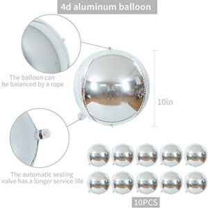 10 pcs Silver orbz balloon, 10 inch Foil Mylar Sphere Balloon for Birthday Party ,Wedding,Valentine's Day, Christmas,Baby Shower Decoration Supplies