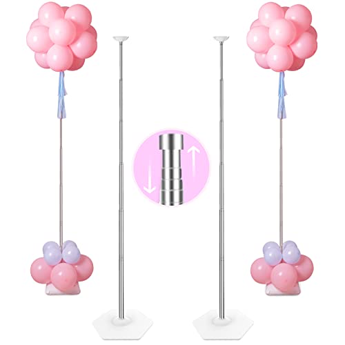 YALLOVE Heavy Duty Metal Balloon Column Stand Kit LZ-SSG6, 2 Set of 80 Inch Height Adjustable Balloon Tower Holder for Indoor and Outdoor Event and Party Decoration, Easy Assemble and Disassemble