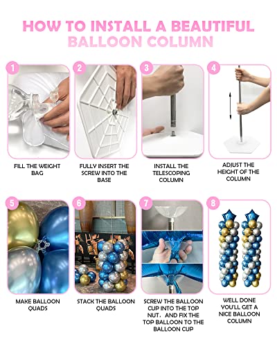 YALLOVE Heavy Duty Metal Balloon Column Stand Kit LZ-SSG6, 2 Set of 80 Inch Height Adjustable Balloon Tower Holder for Indoor and Outdoor Event and Party Decoration, Easy Assemble and Disassemble