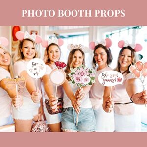 MOVINPE Bachelorette Party Decorations, Bride to Be Sash, Veil, Tiara, Photo Booth Props, Foil Curtains, Champagne Ring Balloon, Cups, Straws, Tattoos, Rose Gold Bridal Shower Party Supplies Decor