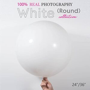 36 inch Giant Round White Balloons 5 PACK Thick extra large Jumbo Balloon for Wedding Birthday Baby Shower Anniversary Party Decorations