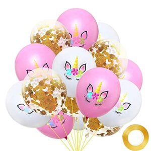 40 pack unicorn latex balloons for arch kit column garlands banner helium confetti balloons for happy birthday party wedding celebrations gold rose bulk cute party decoration supplies (12 inch)