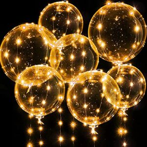 light up balloons, 7 packs 20 inch bobo balloons with 10ft lights for birthday graduation party wedding valentines day christmas decoration (warm white)