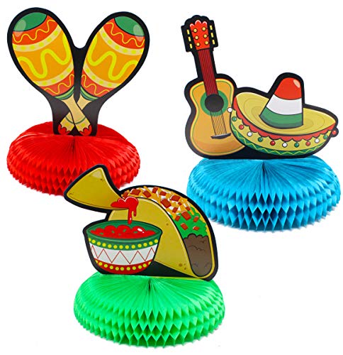 JOYIN 6 PCs Cinco De Mayo Fiesta Honeycomb Table Centerpiece 8.5” Party Decoration for Fun Fiesta Taco Party Supplies, Luau Event Photo Props, Mexican Theme for Carnivals Festivals, Dia De Muertos