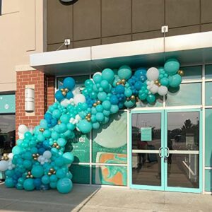 Teal Latex Balloons 80 Pack 12 Inch Turquoise Party Balloons for Birthday Party Baby Shower Graduation Mermaid Unicorn Under the Sea Beach Nautical Teal Party Decoration with 33ft Ribbon