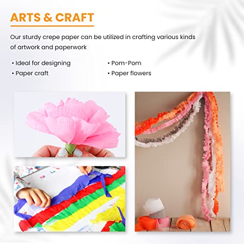 Lotus Decor 12 Rolls Crepe Paper Streamers Birthday Decorations 82ft x 1.7inch Rainbow Party Streamers Decorations for Weddings, Engagement, Baby & Bridal Shower, etc