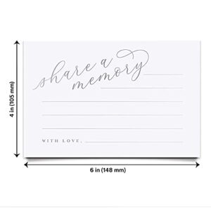 Bliss Collections Share a Memory Cards, Heart Script, Cards for Weddings, Showers, Birthdays, Celebration of Life, Funeral, Retirement, Going Away and Graduation Memories, 4"x6" (Pack of 50)