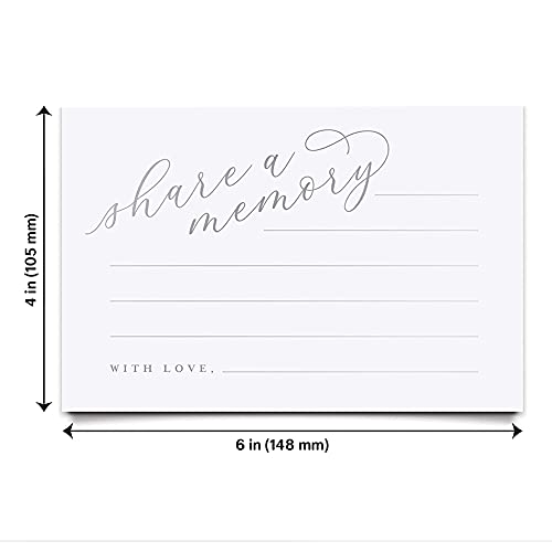 Bliss Collections Share a Memory Cards, Heart Script, Cards for Weddings, Showers, Birthdays, Celebration of Life, Funeral, Retirement, Going Away and Graduation Memories, 4"x6" (Pack of 50)