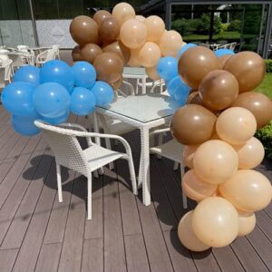 134 pc Teddy Bear Baby Shower Decorations for Boy - Balloon Arch Garland & BABY Boxes, Baby Boy Gold Glitter Banner and Bear Cutouts – Teddy Bear Themed Boy Baby Shower Decorations