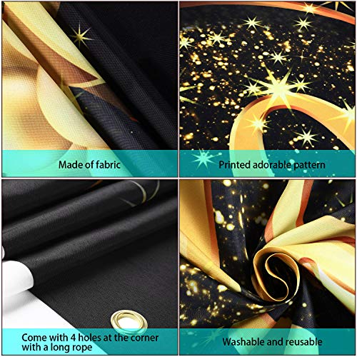 50th Anniversary Decorations, Extra Large Fabric Black Gold Sign Poster for 50th Anniversary Backdrop Photo Booth Background Banner 50th Birthday Party Supplies