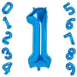 blue 1 balloons,40 inch birthday foil balloon party decorations supplies helium mylar digital balloons (blue number 1)