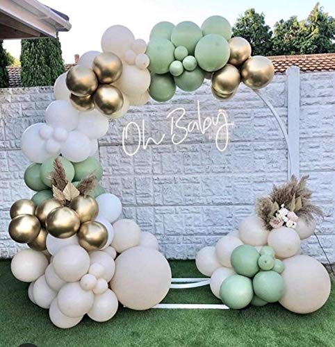 137Pcs Sage Green White Gold DIY Balloon Arch Arch Kit Bridal Shower Green Baby Shower Sage Green White And Chrome Gold Balloon Garland (Green)