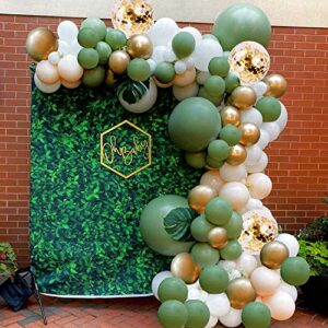 137Pcs Sage Green White Gold DIY Balloon Arch Arch Kit Bridal Shower Green Baby Shower Sage Green White And Chrome Gold Balloon Garland (Green)