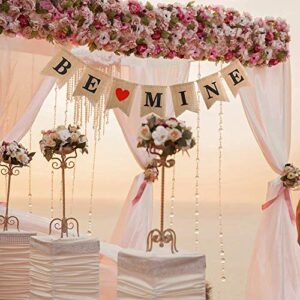 Valentines Day Banners - BE Mine Burlap Banner with 2 Felt Heart Garland Banners - Valentine's Day Decorations, Wedding, Engagement Party Supplies