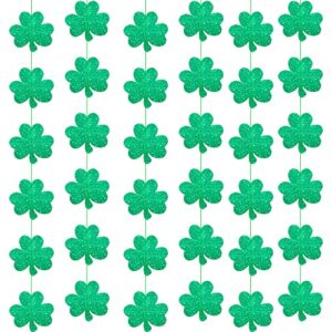 katchon, glitter st patricks day shamrock garland – 6 strings, no diy | st patricks day banner, st patricks day decorations | clover garland banner, st patricks day garland, st paddys day decorations