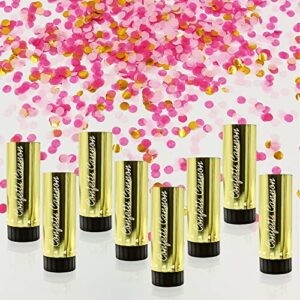 8 pcs confetti poppers cannons for gender reveal wedding birthday graduation baby shower anniversary christmas new year’s kids fun party supplies decorations and favors (pink+gold)