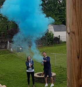 Gender Reveal Surprise Powder Cannons Bundle, 16 Inch, Non-Toxic, 4 Blue Powder Dispensers Plus 8 Free Gender Reveal Party Balloons Decorations