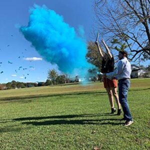 Gender Reveal Surprise Powder Cannons Bundle, 16 Inch, Non-Toxic, 4 Blue Powder Dispensers Plus 8 Free Gender Reveal Party Balloons Decorations