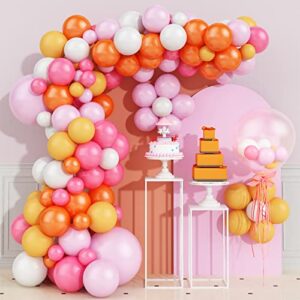 pink balloons garland arch kit, pink yellow orange balloon garland balloons arch kit, latex party balloons for girls birthday party baby party shower weddding graduation decoration party supplies