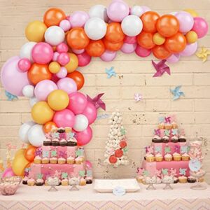 Pink Balloons Garland Arch Kit, Pink Yellow Orange Balloon Garland Balloons Arch Kit, Latex Party Balloons For Girls Birthday Party Baby party Shower Weddding Graduation Decoration Party Supplies