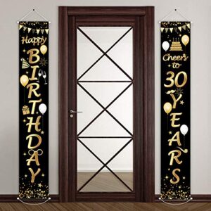 2 pieces 30th birthday party decorations cheers to 30 years banner 30th party decorations welcome porch sign for 30 years birthday supplies (30th birthday)