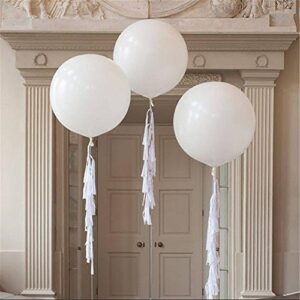 giant balloons 36-inch white balloons (premium helium quality) pkg/6, for birthdays wedding photo shoot and festivals christmas and event decorations