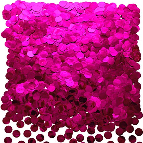 Hot Pink Foil Metallic Round Table Confetti Decor Circle Dots Mylar Table Scatter Confetti Wedding Bachelorette Baby Shower Girls Birthday Party Confetti Decorations, 60g