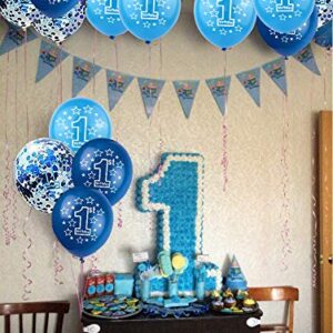 BEISHIDA 1st Boy Happy Birthday Confetti Balloons,First Birthday Decorations 12 Inch Large Navy Blue Latex Helium Balloons Perfect for Baby one birthday Party Supplies(Pack of 15)