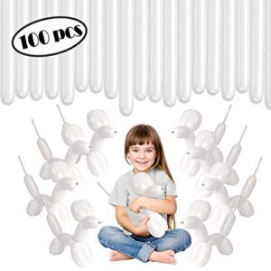 treasures gifted long white balloons – animal balloons – white 260 balloons – white long balloons for balloon animals, 260q balloons – long white balloon animal kit – 100 pack long skinny balloons