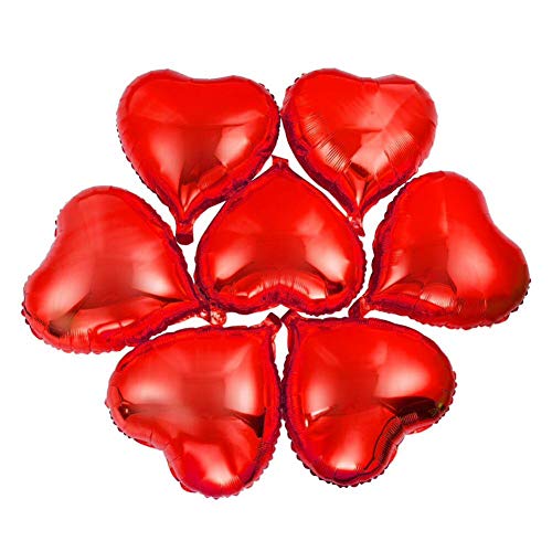 Red Heart Foil Mylar Balloons - Valentines Day Party Wedding Bachelorette Anniversary Birthday Baby Shower Party Favors Balloons Decorations, 50pc