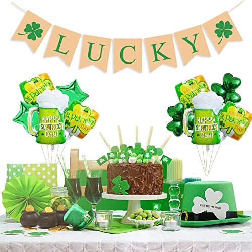 St Patricks Day Decorations St Patricks Day Banner Lucky Banner Shamrock Garland for St Pattys Decorations Shamrock Decorations St Patricks Day Decor